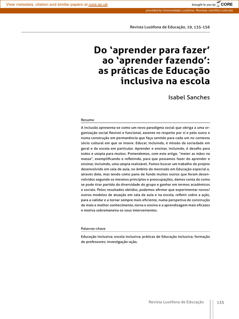 Do Aprender para Fazer' Ao Aprender Fazendo': As Práticas de Educação ...
