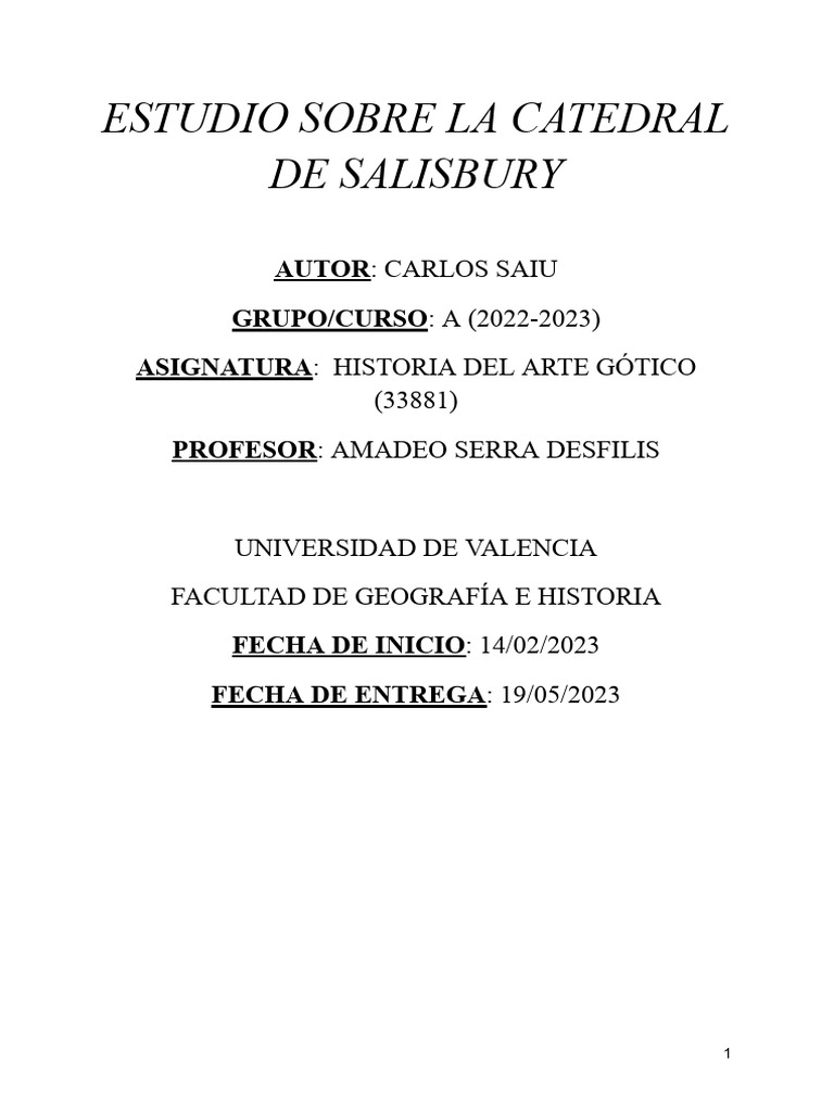 Análisis Gótico de la Catedral Salisbury | PDF | Salisbury | Bóveda (Arquitectura)