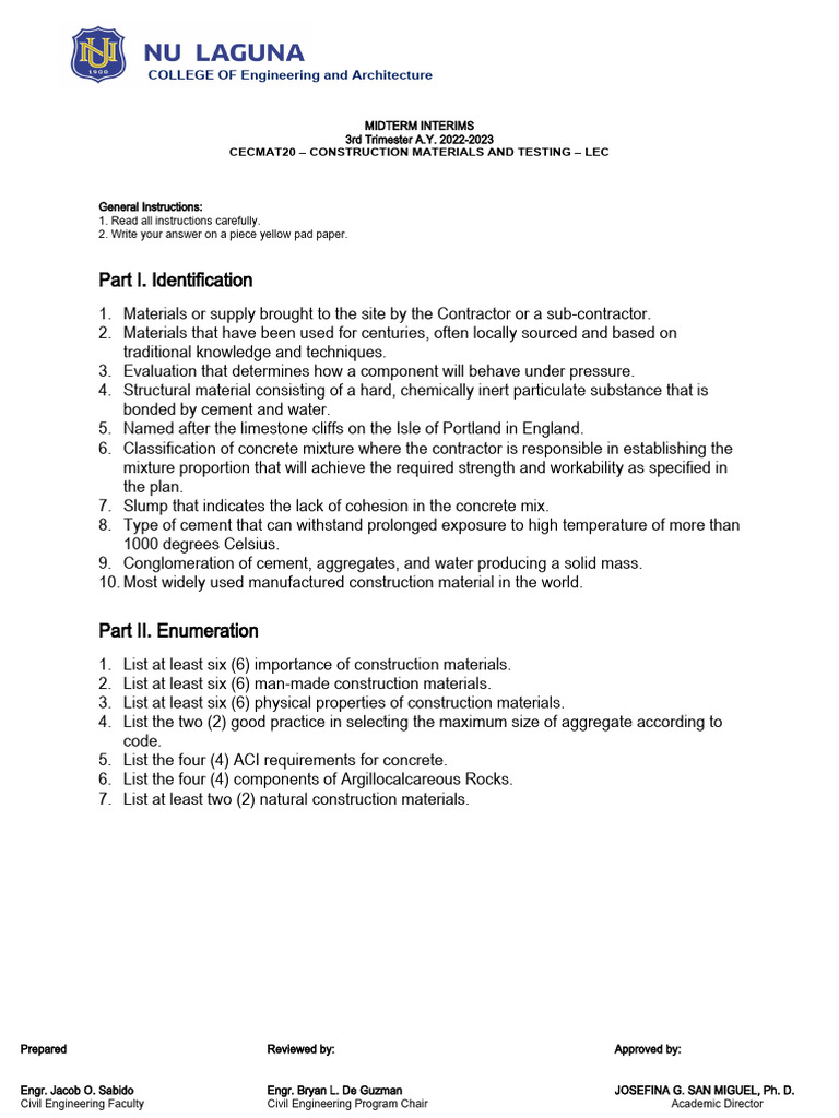 Midterm Interims | PDF | Concrete | Building Materials