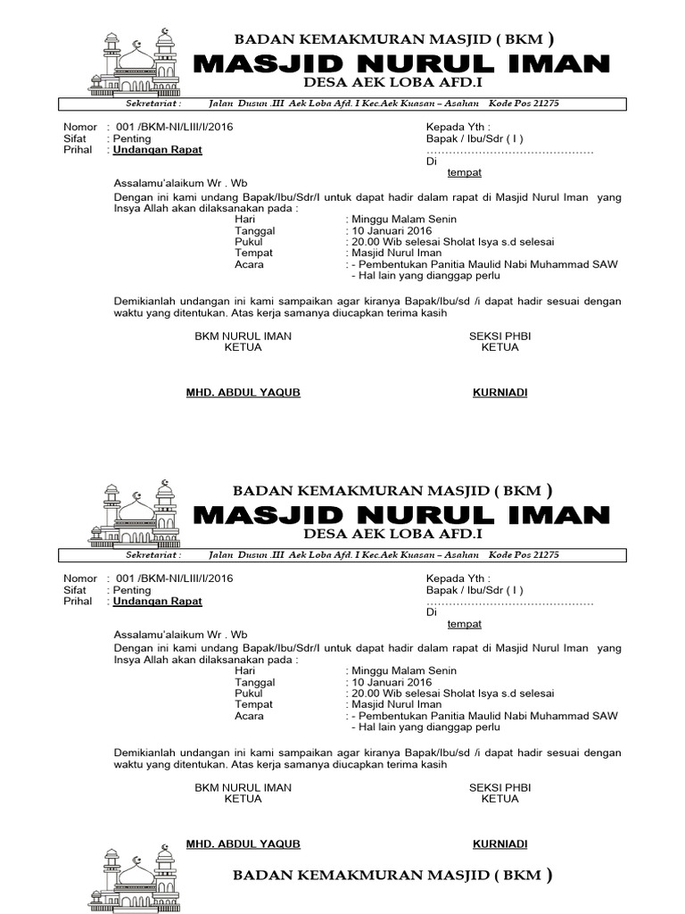 UNDANGAN RAPAT - Copy | PDF