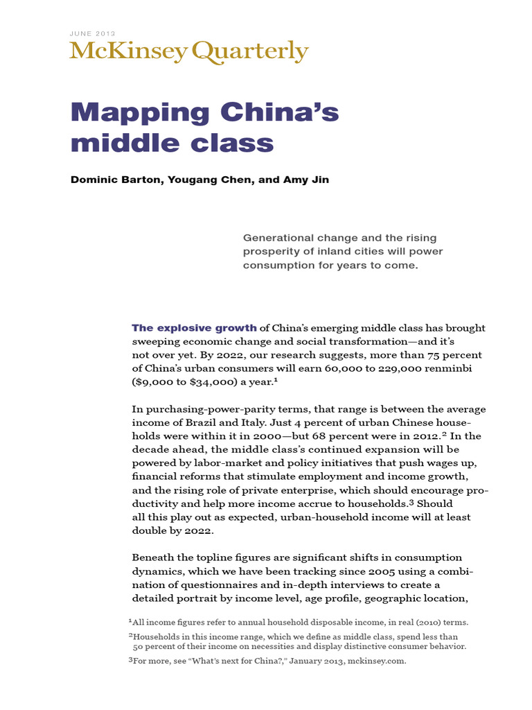 China Middle Class Mckinsey | PDF | Middle Class | China