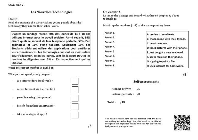 GCSE Unit 2: Technology Survey Insights | PDF