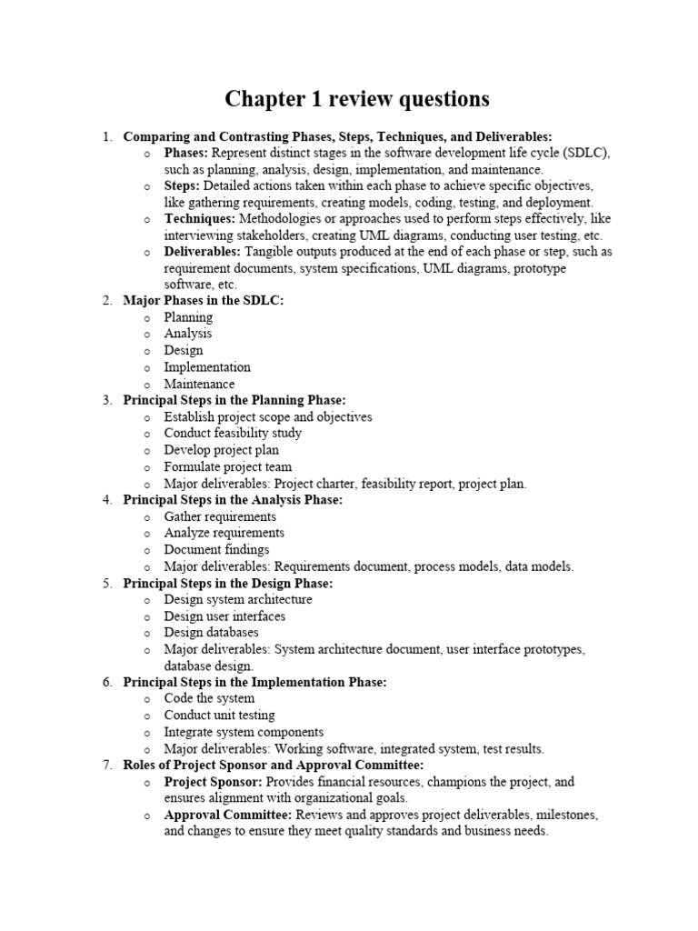 OOSAD Chapter 1and 2 Review Questions | PDF | Method (Computer Programming) | Software ...