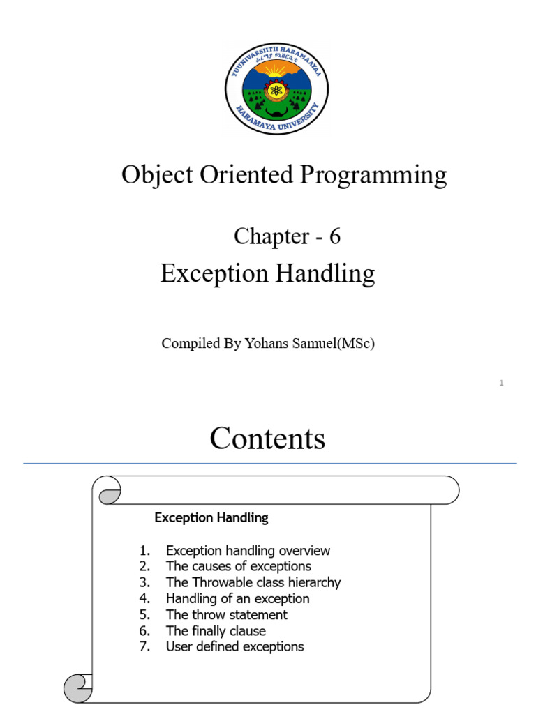 Chapter 6 Exception Handling Pdf Java Programming Language Class Computer Programming