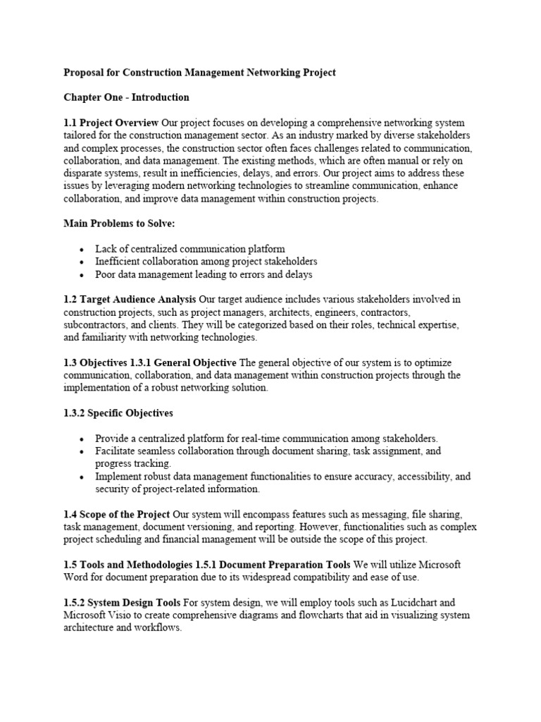 Proposal For Construction Management Networking Project Pdf Computer Network Collaboration