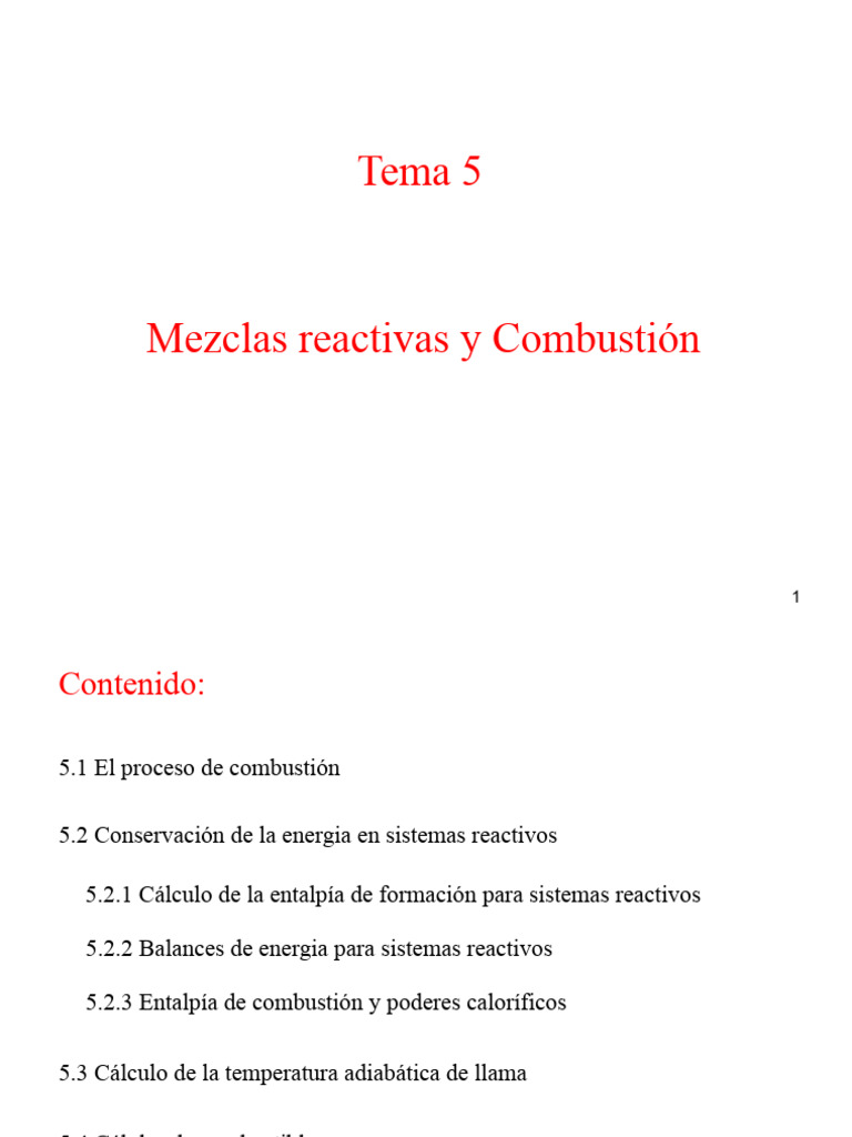 Mezclas Reactivas y Combustión | PDF | Combustión | Redox