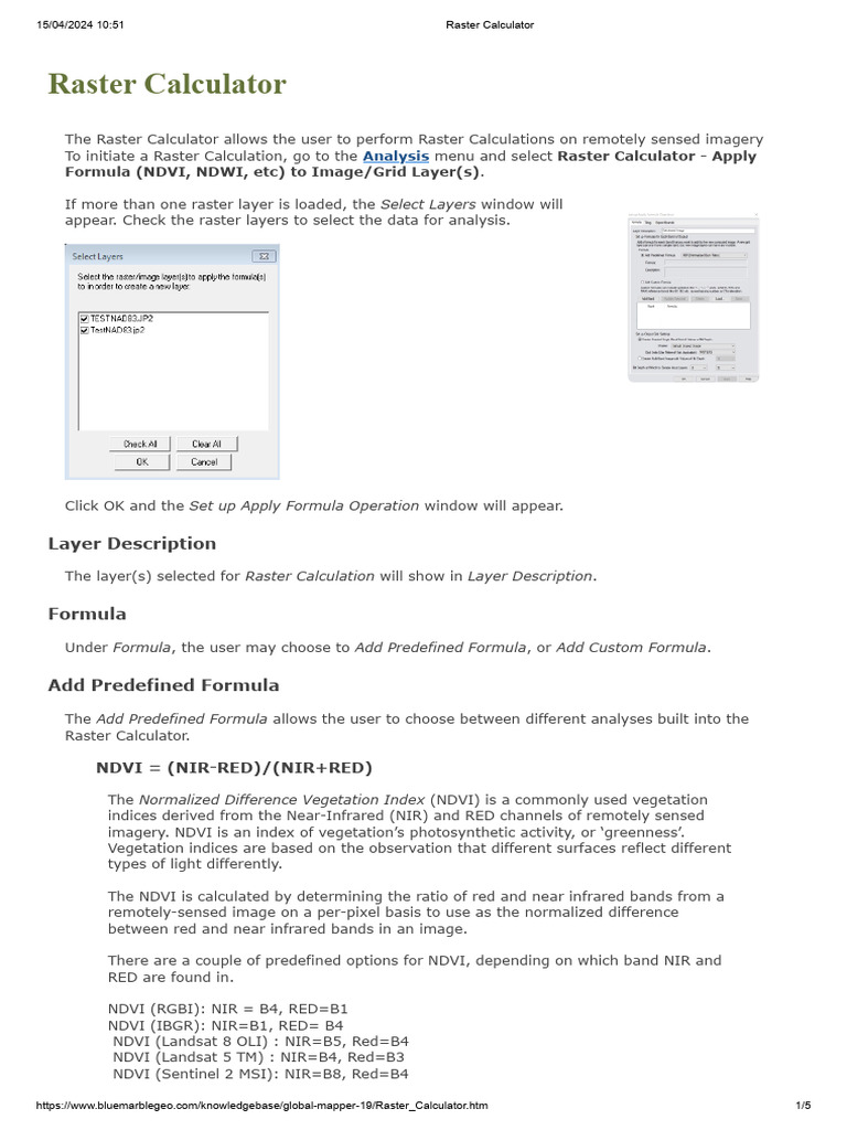Raster Calculator | Download Free PDF | Infrared | Trigonometric Functions