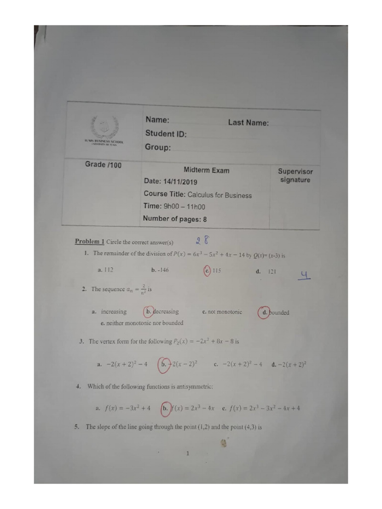 Midterm 2019 Correction | PDF