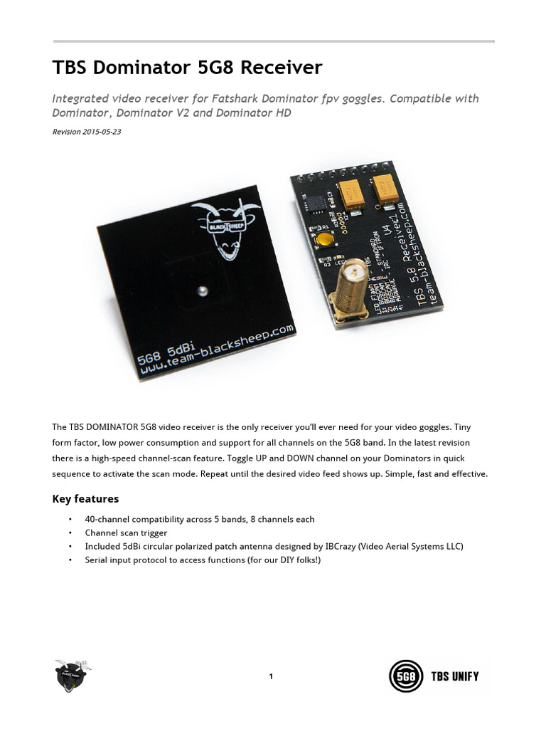 TBS Dominator 5G8 Receiver Overview | PDF | Antenna (Radio ...