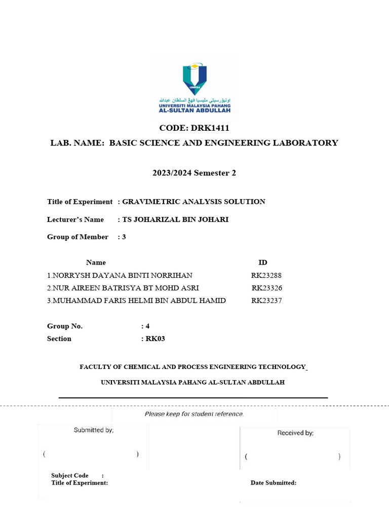 Lab Report 2 | PDF | Precipitation (Chemistry) | Analytical Chemistry