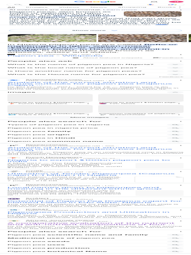 Pigeon Pea in Nigeria - Google Search | PDF | Pea | Edible Nuts And Seeds