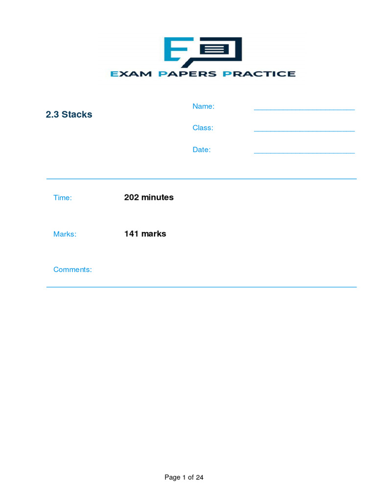 2.3 Stacks Question Paper | PDF | Computing | Mathematics