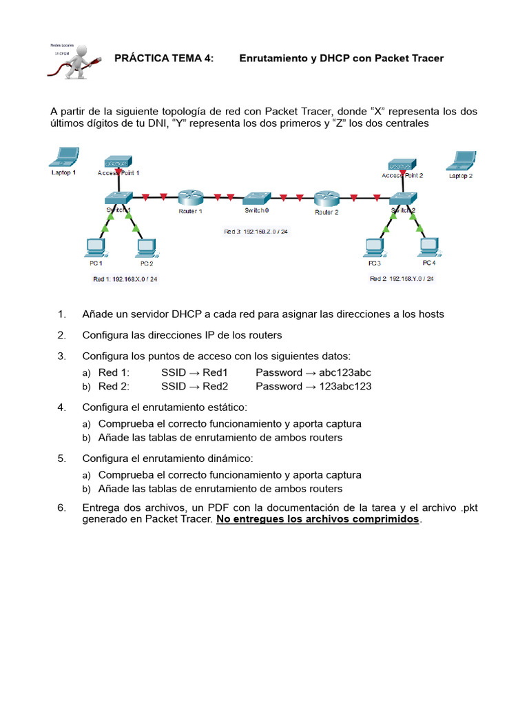T4 - P16 - N1 - Enrutamiento y DHCP Con Packet Tracer | PDF