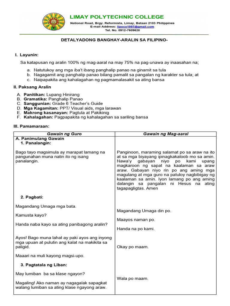 Detalyadong-Banghay-Aralin-Filipino - Relojas, Rossalie | PDF