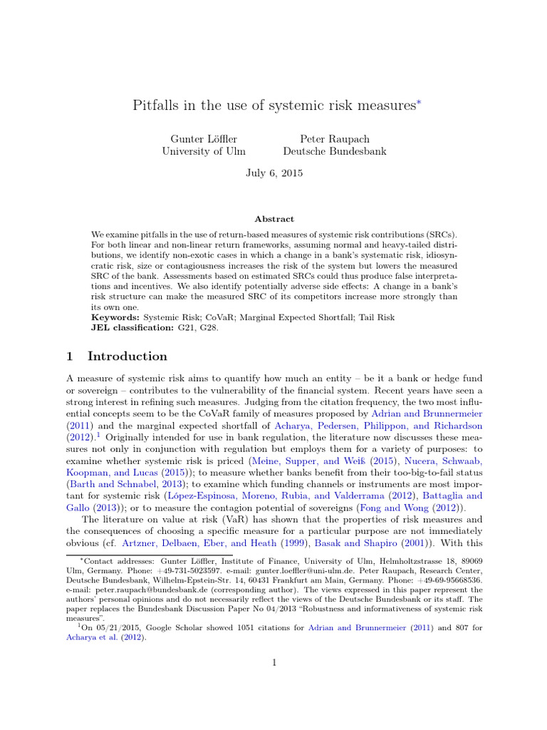 Systemic | PDF | Beta (Finance) | Systemic Risk