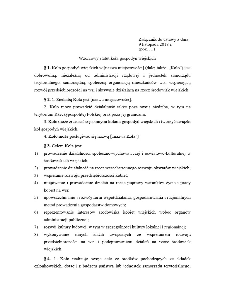 Wzorcowy Statut KGW | PDF