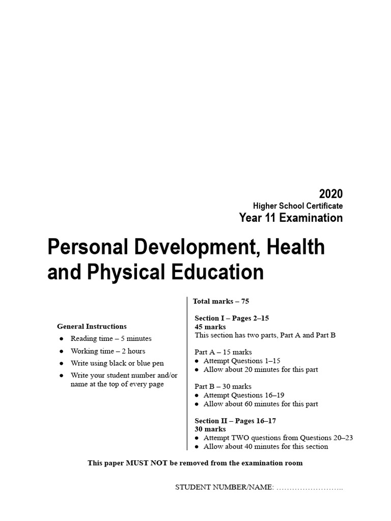 PDHPE Yr 11 Questions 2020 Following Review | PDF | Physical Fitness ...