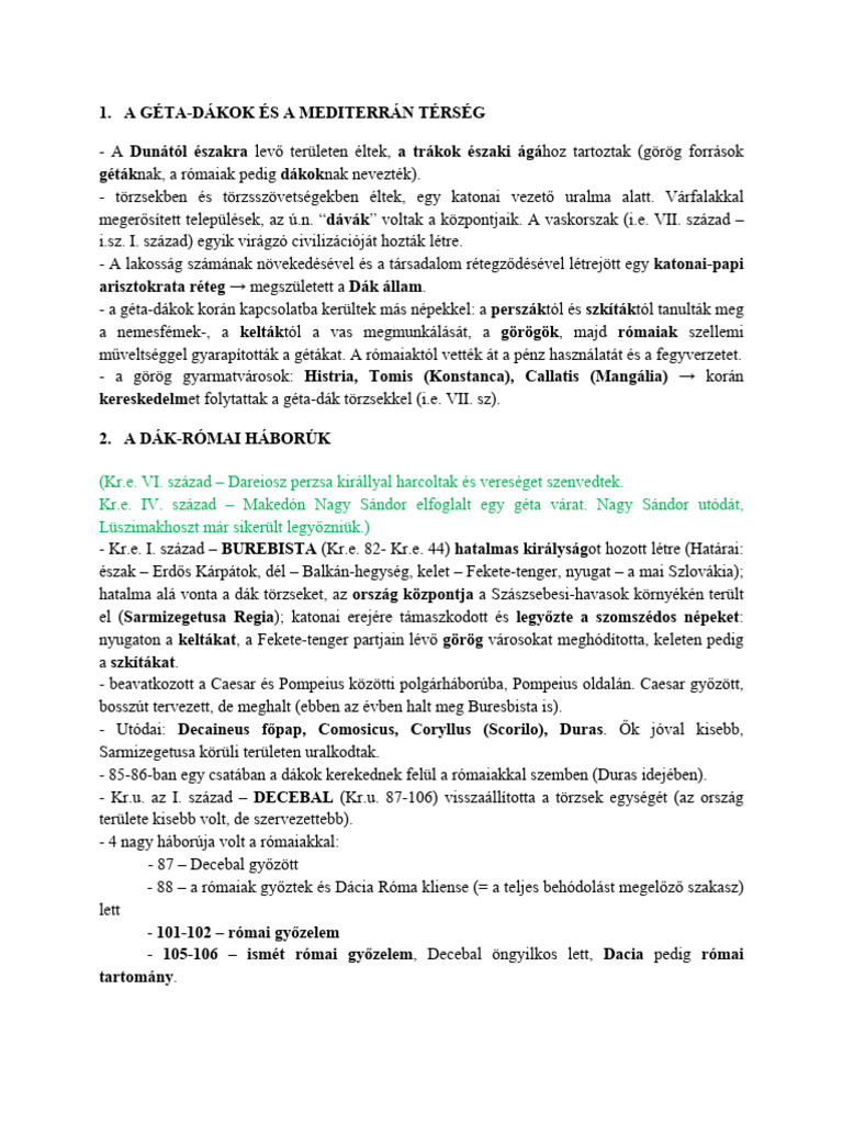 1.,2 - Géta-Dákok És Rómaiak | PDF