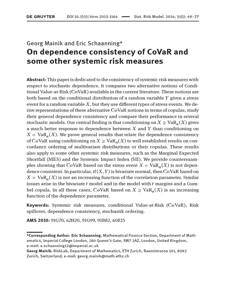 Papier Risque | PDF | Value At Risk | Function (Mathematics)