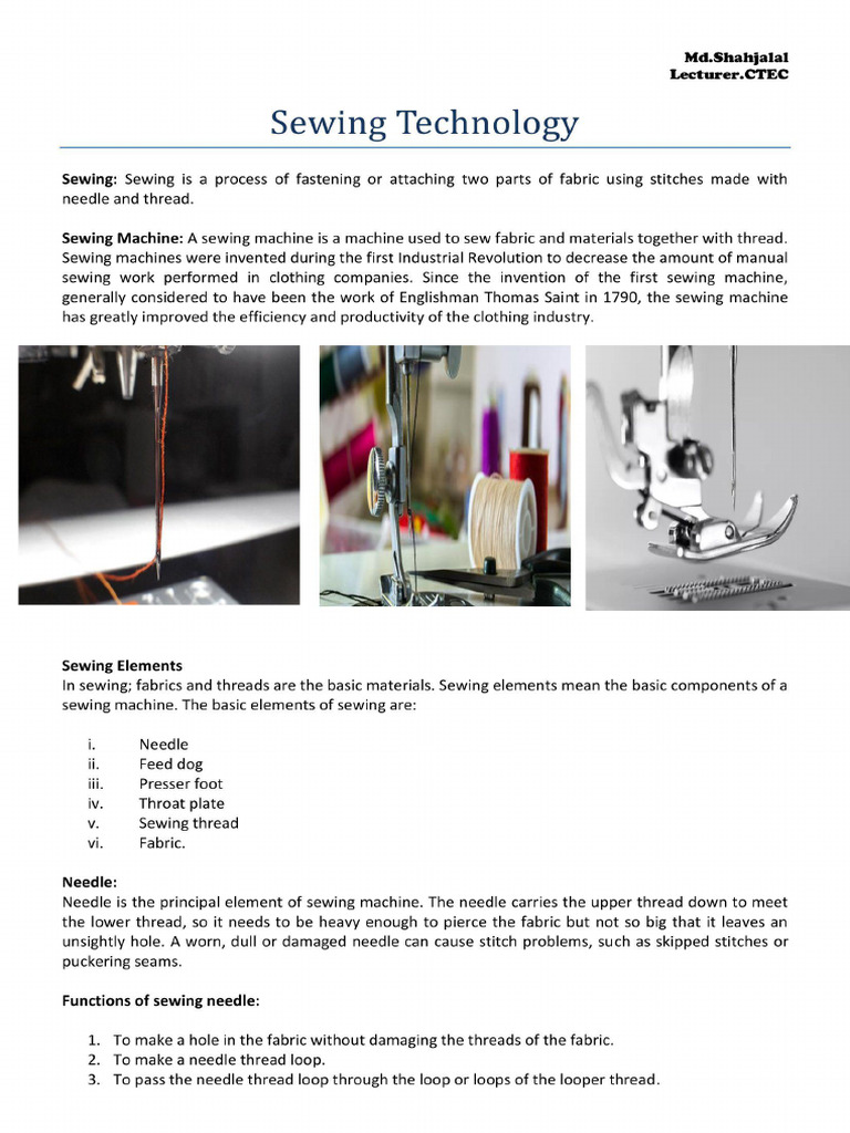 Sewing Technology | PDF