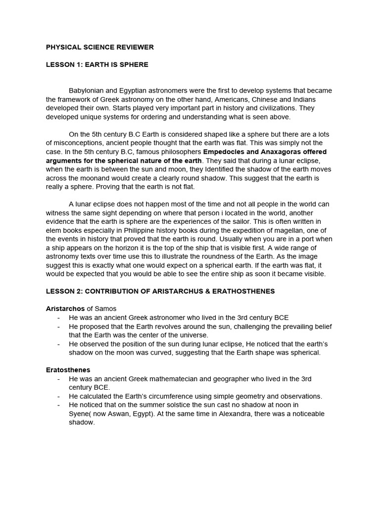 Physical Science Reviewer 1 1 | PDF | Moon | Force