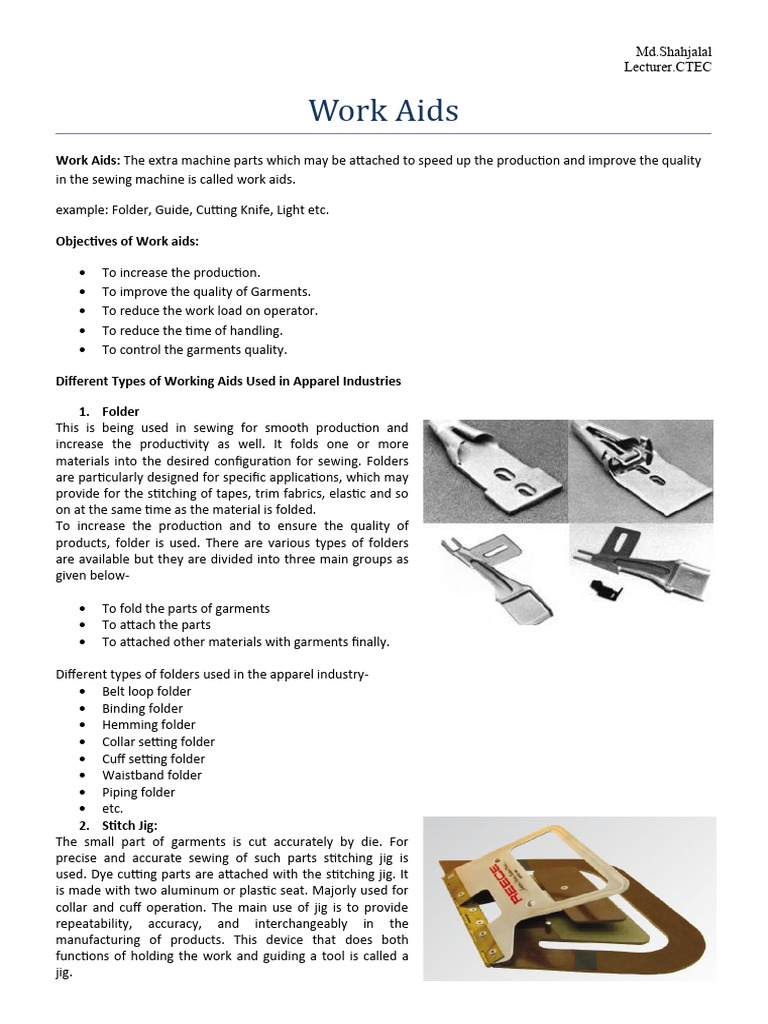 Essential Work Aids in Apparel Production | PDF | Sewing | Seam (Sewing)