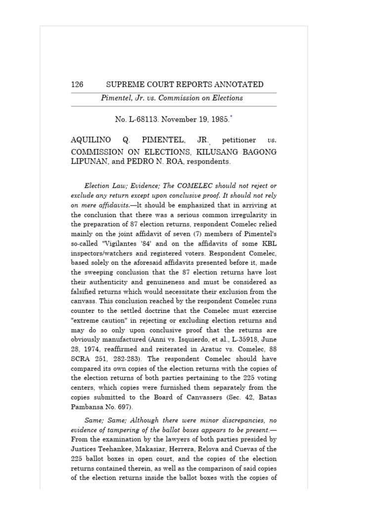 Pimentel Jr. vs. Commission On Elections | PDF | Commission On ...
