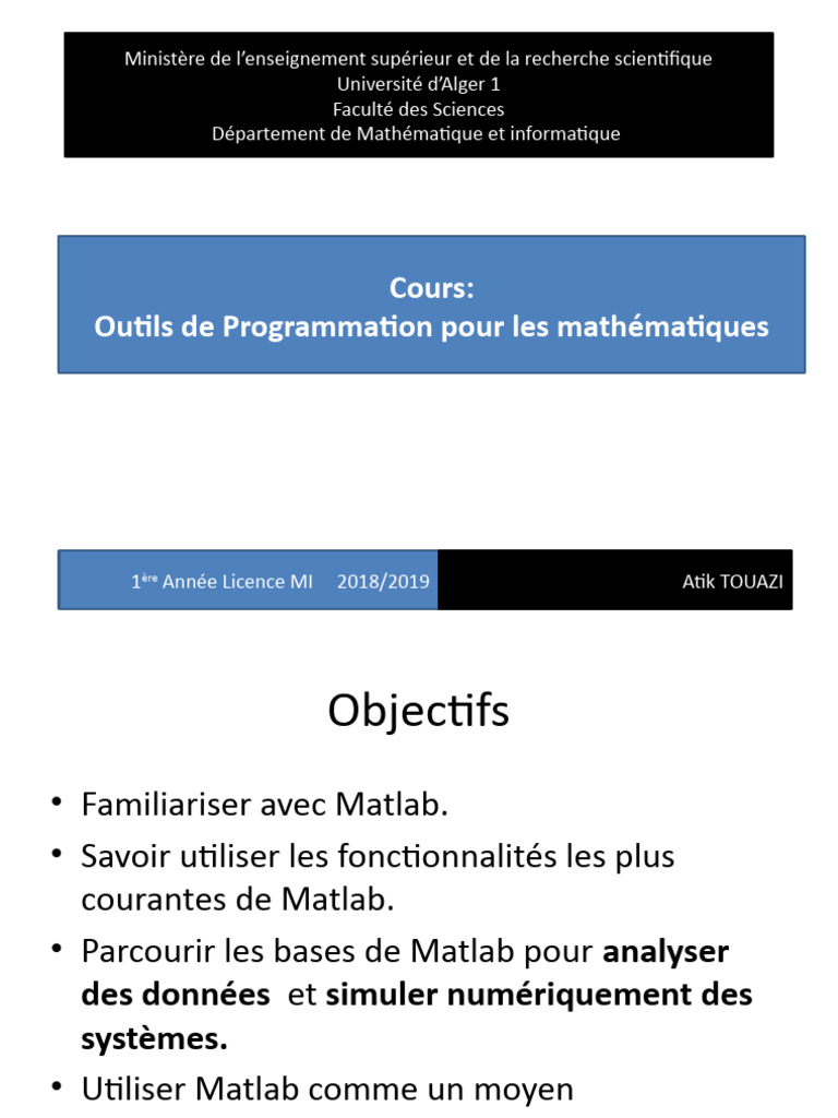 Outil Math | PDF | MATLAB | Matrice (Mathématiques)