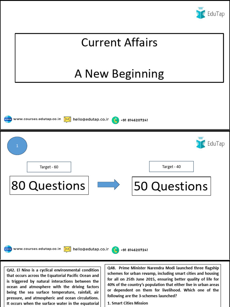 Current Affairs - A New Beginning | PDF | Oceanography | Physical Geography
