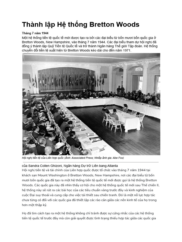 Creation of The Bretton Woods System | PDF