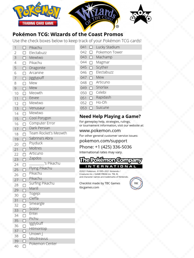 003 Wizards of the Coast Black Star Promo Checklist | PDF