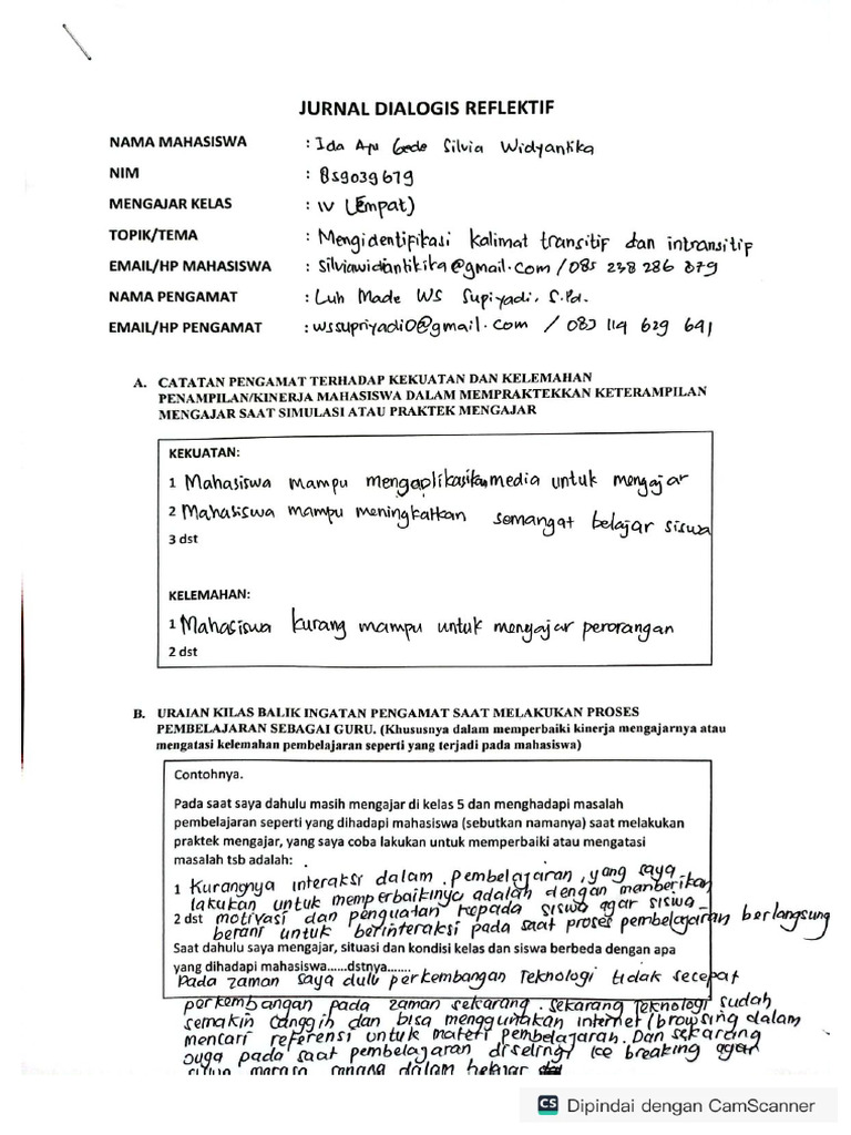 Jurnal Dialogis Reflektif 1 | PDF