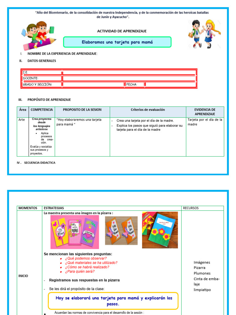 S1 Sesion Vier Arte Elaboramos Una Tarjeta Para Mamá Pdf