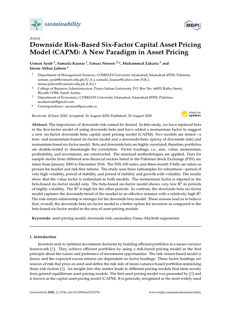 sustainability | PDF | Capital Asset Pricing Model | Beta (Finance)
