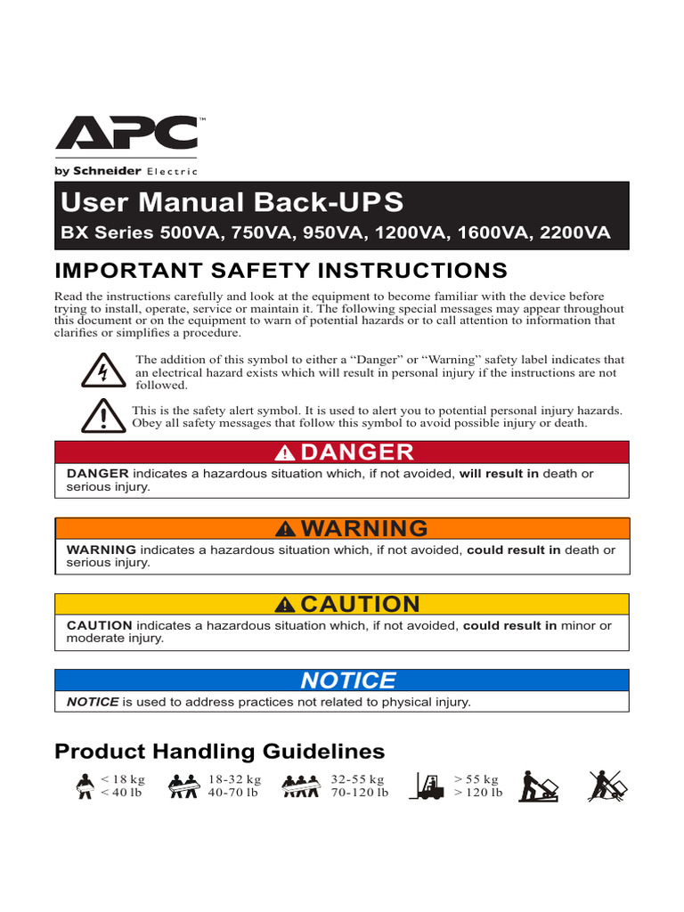 User Manual Back-UPS: Important Safety Instructions | Download Free PDF ...