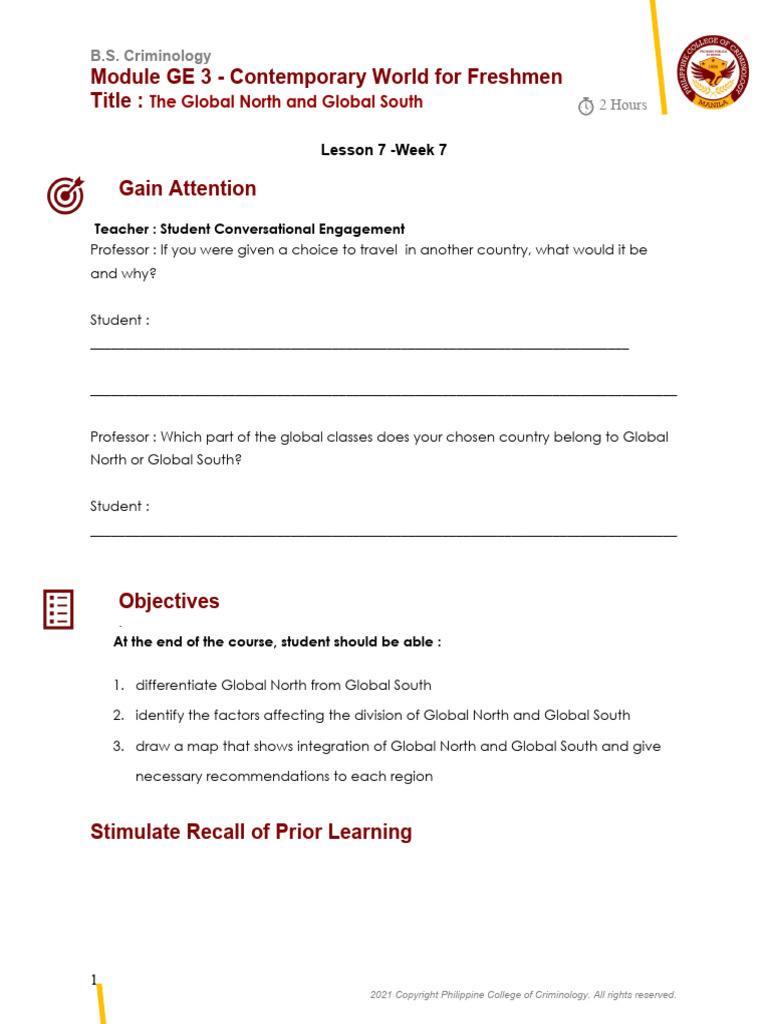 Week 7 - Ge 3 Contemporary World | PDF | Criminology | Third World