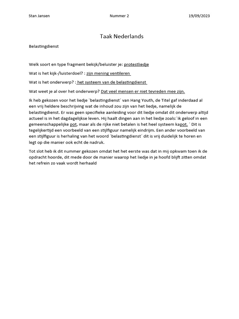 Taak Nederlands Pdf