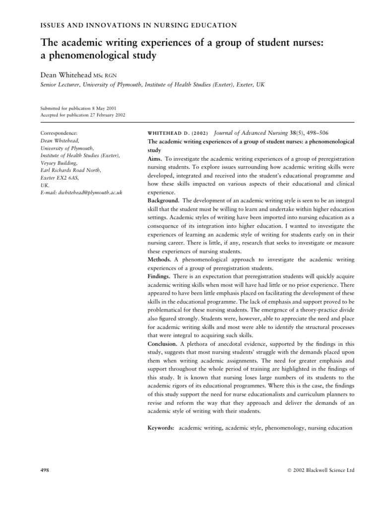 Journal of Advanced Nursing - 2002 - Whitehead - The Academic Writing ...