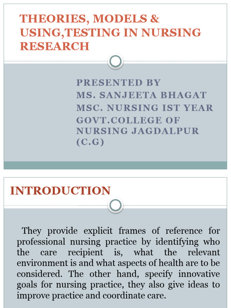 Theories, Models & Using, Testing in Nursing Research | PDF | Theory ...