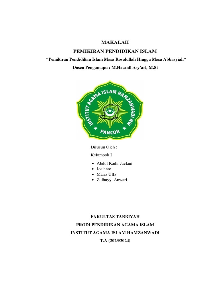 Pemikiran Pendidikan Islam 01 | PDF
