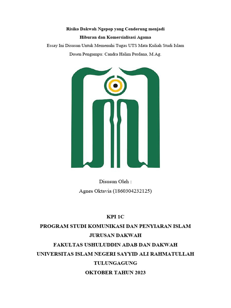 Agnes Oktavia (1860304232125) Uts Studi Islam Kpi 1C | PDF