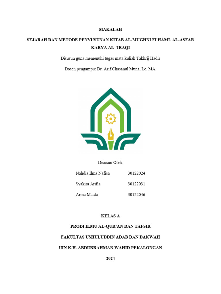 klp8. sejarah dan metode penyusunan kitab al-mughni fi haml al-asfar ...