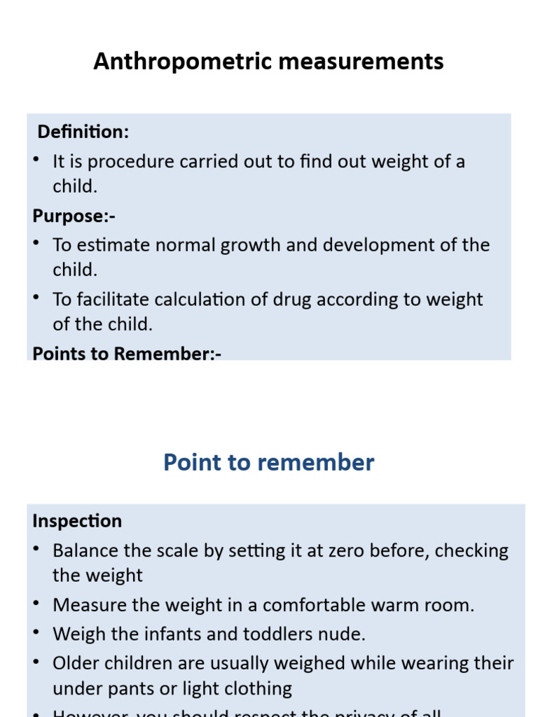 Pediatric Anthropometric Measurement Guide | PDF | Weight | Infants