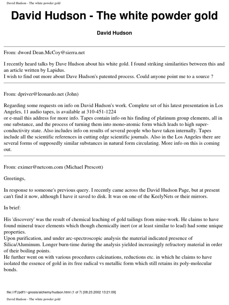 David Hudson - The White Powder Gold | PDF | Neutron | Neutrino