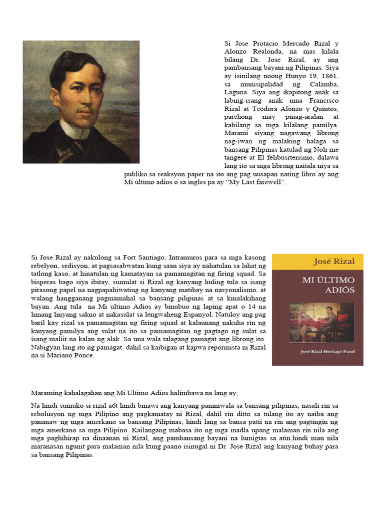 Jose Rizal Mi Ultimo Adios | PDF