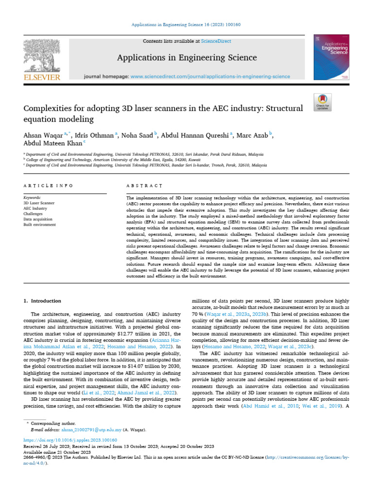 Challenges of 3D Laser Scanners in AEC | PDF | Survey Methodology | Lidar