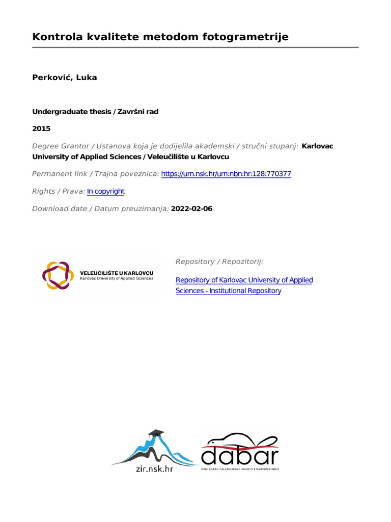 Perkovic Luka Vuka 2015 Zavrs Struc | PDF