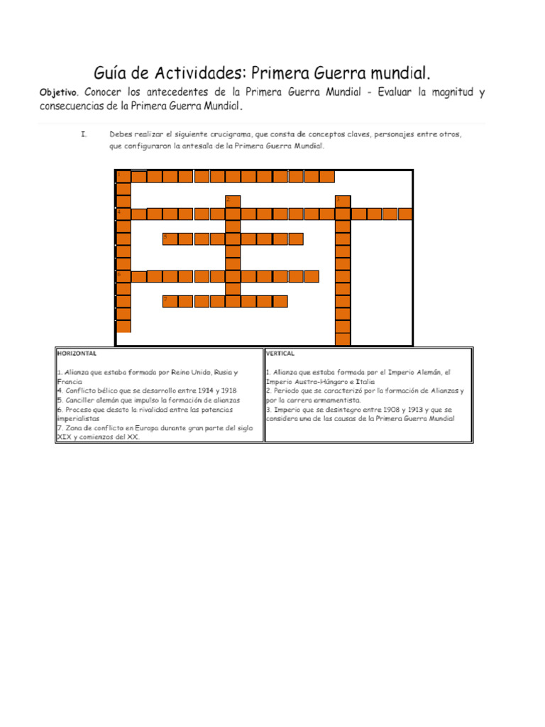 Primera Guerra Mundial Ejercicio | PDF