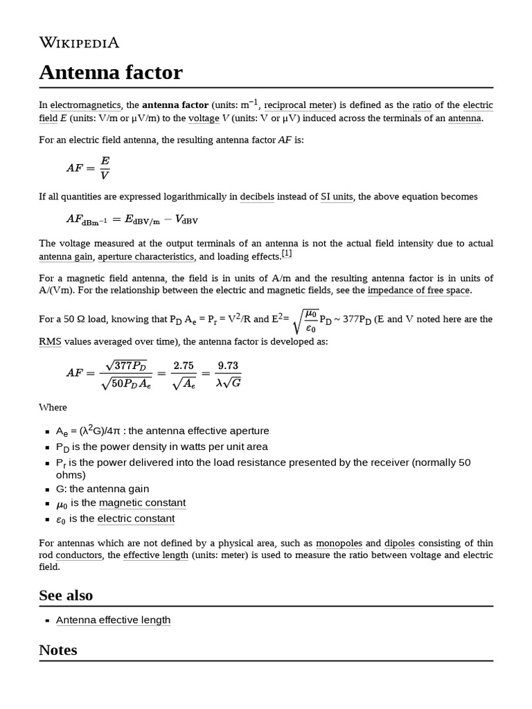 Antenna Factor | PDF | Antenna (Radio) | Metrology