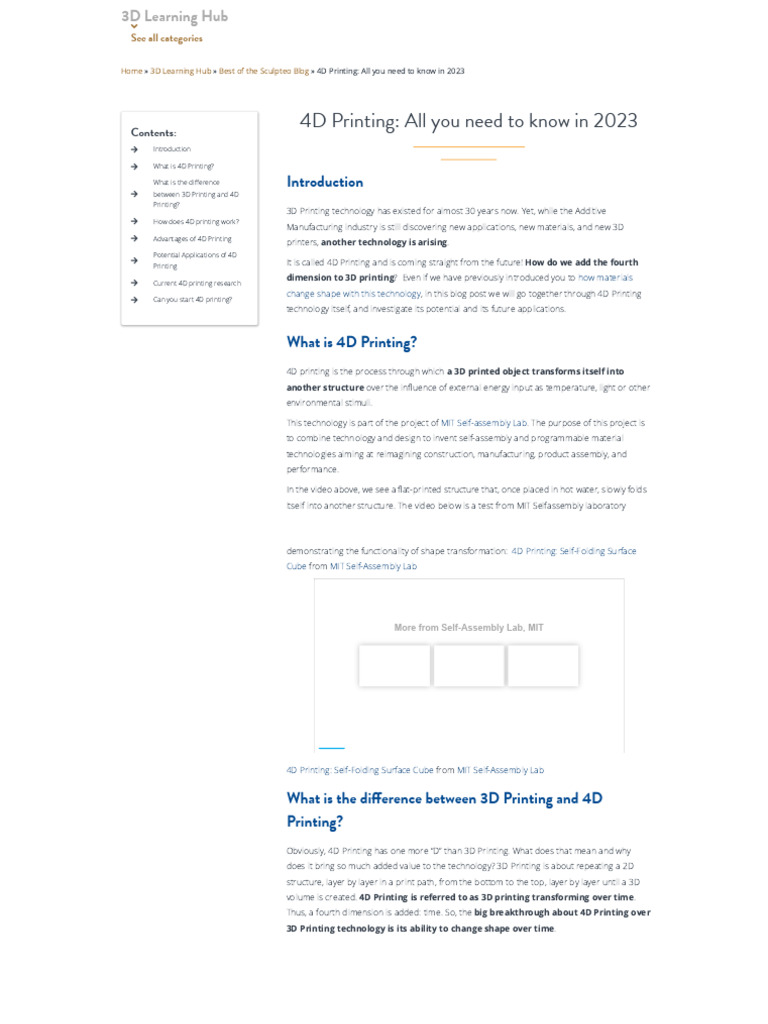 4D Printing - All You Need To Know in 2023 | PDF | 3 D Printing | Self Assembly